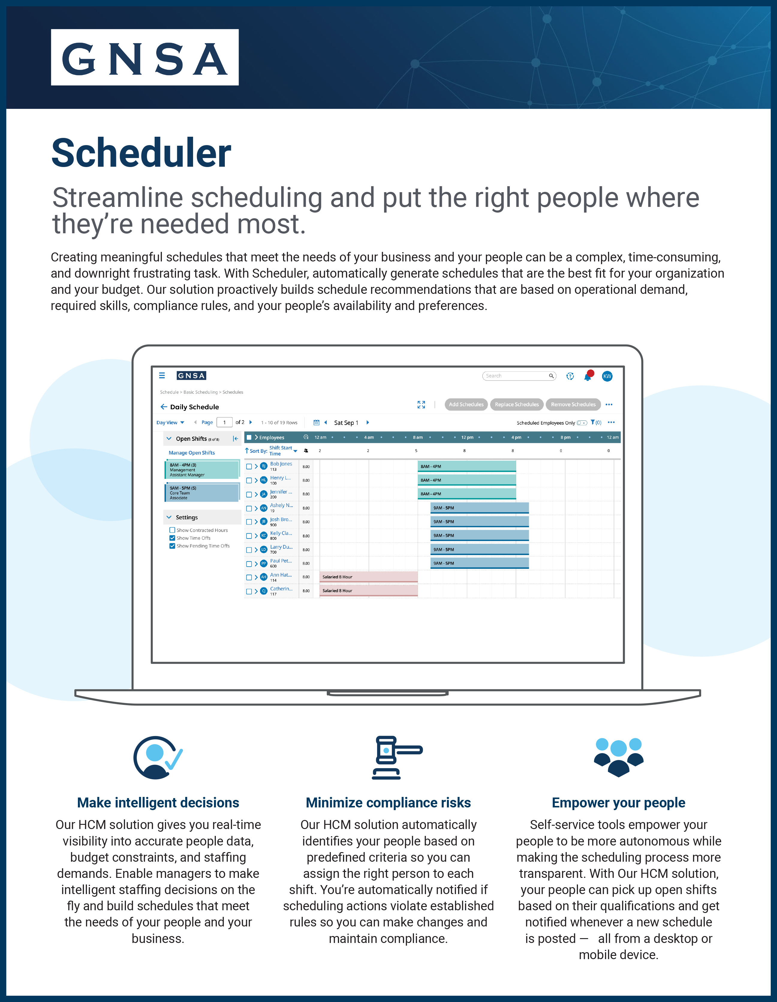 Scheduling Product Profile | GNSA